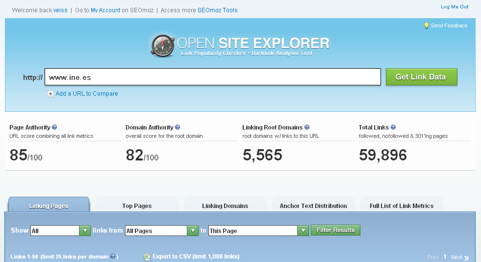 Accede A La Herramienta De Backlinks Análisis Open Site Explorer | El ...